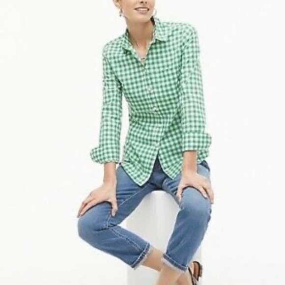 J. Crew | Tops | J Crew Stretch Perfect Gingham Button Down Shirt S ...